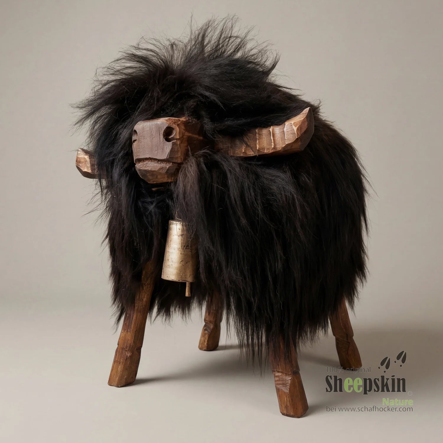 Animal stool »Björn« highland cattle bull | black | Sheepskin Nature ...