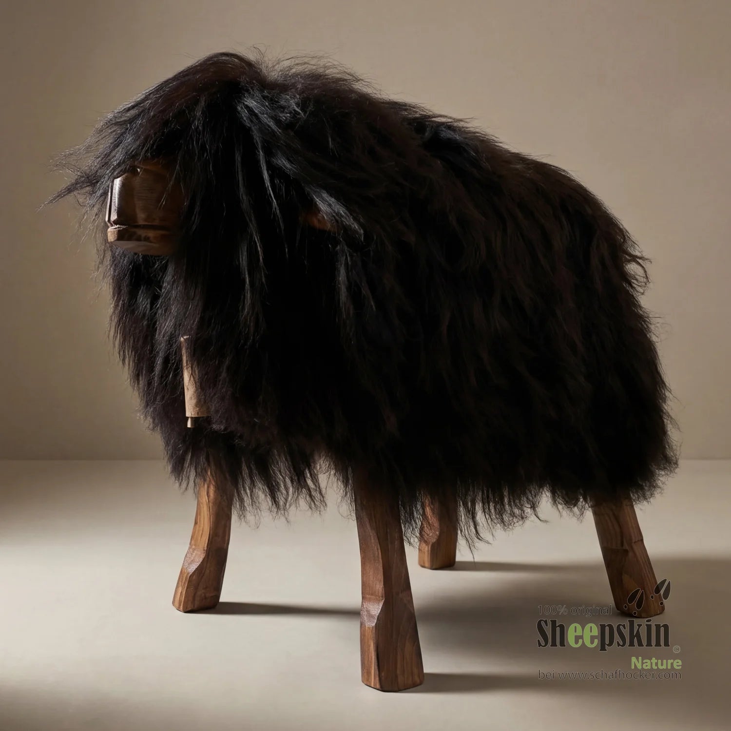Sheep stool »Anna« the wild girl | black brown | Sheepskin Nature ...