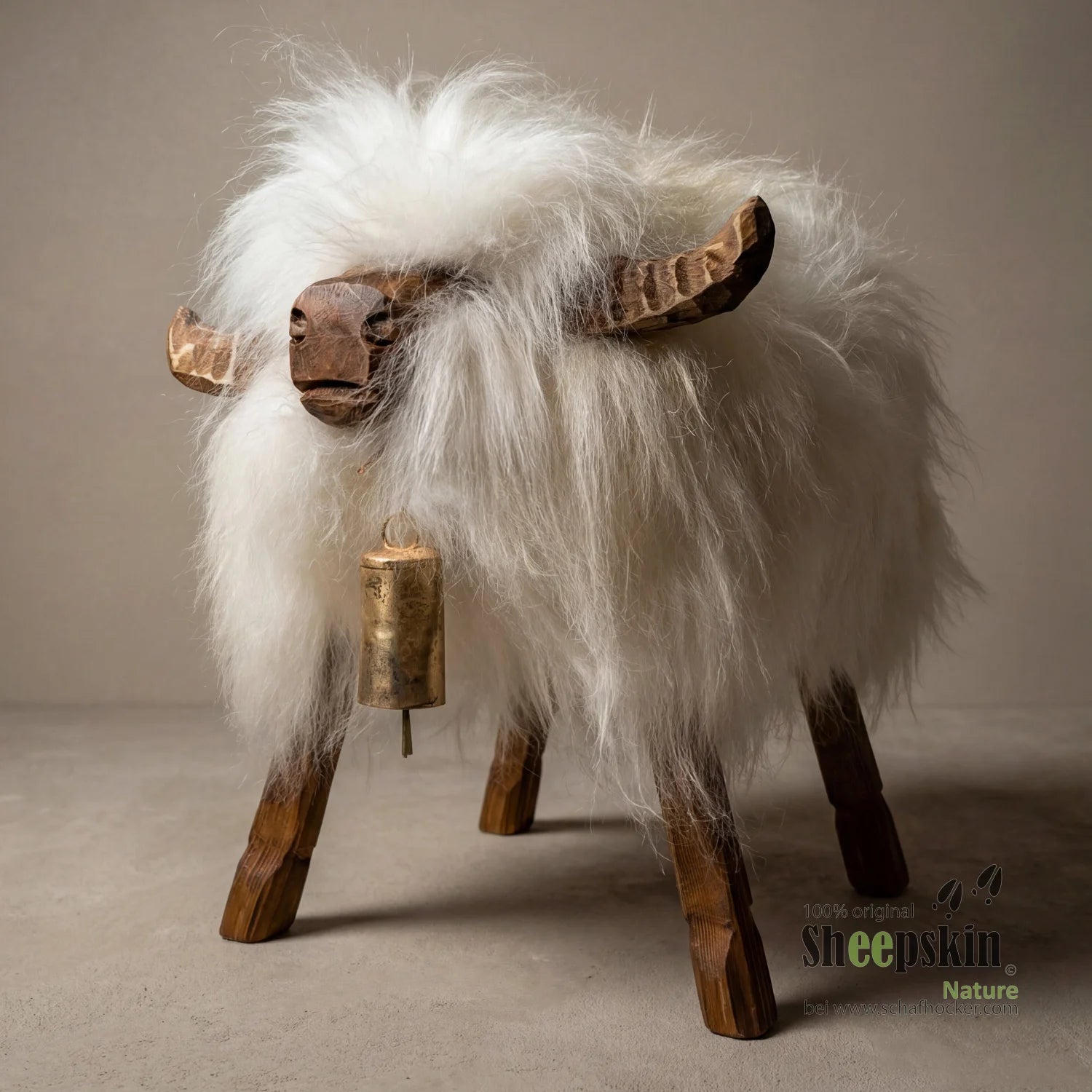 Animal stool »Wolli« highland cattle bull Iceland white | Sheepskin ...