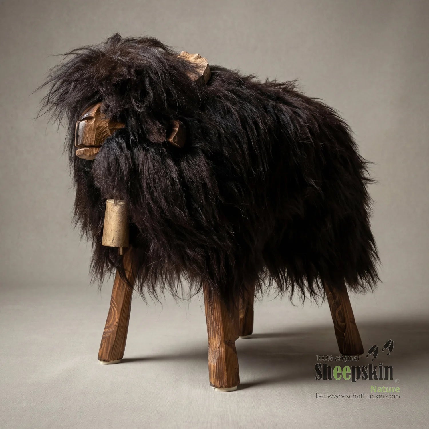 Sheep stool »Arno« the wild Bua | black brown | Sheepskin Nature ...